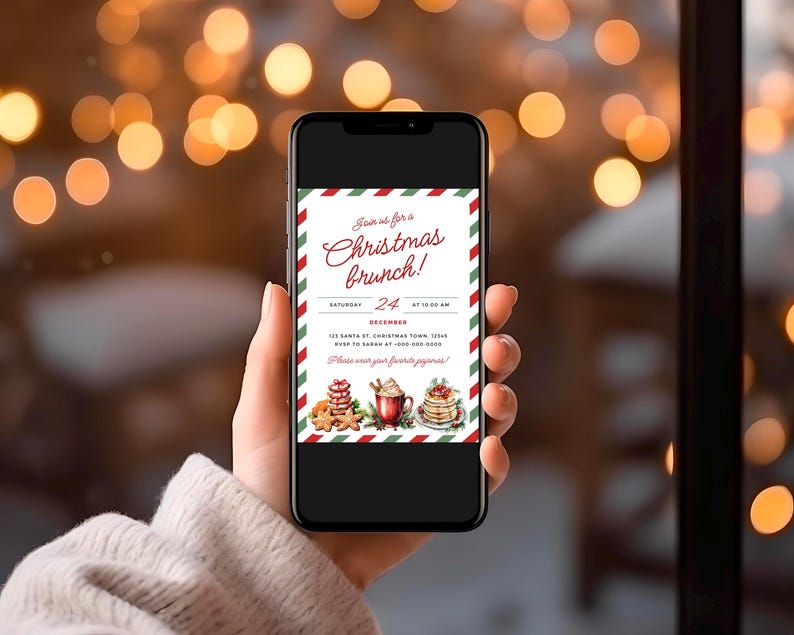 Christmas Brunch Invitation, Christmas Breakfast Invite,pancake Holiday ...