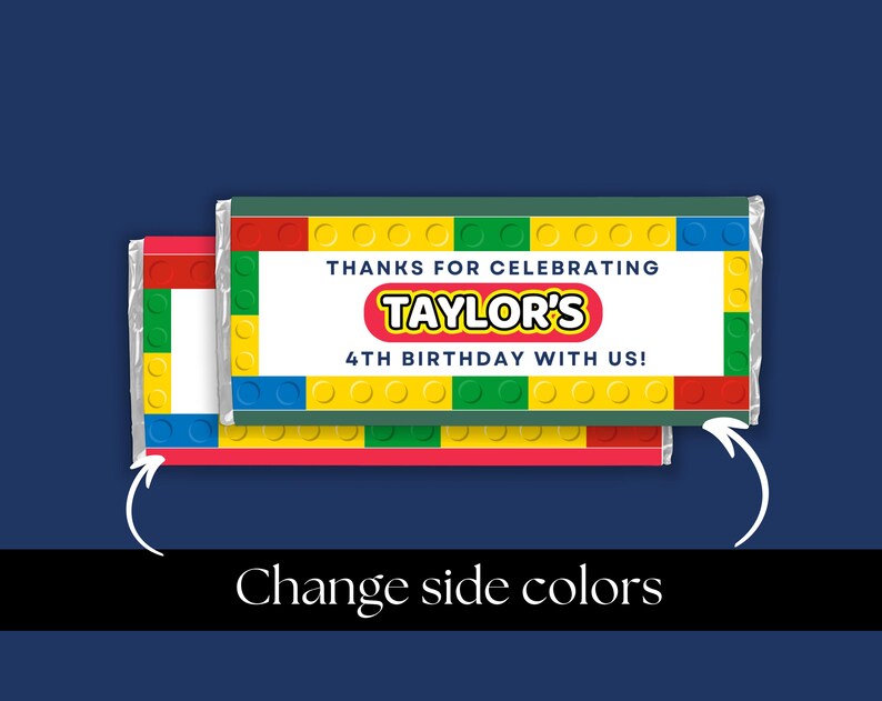 Bricks Birthday Chocolate Bar Candy Bar Wrapper, Building Blocks ...