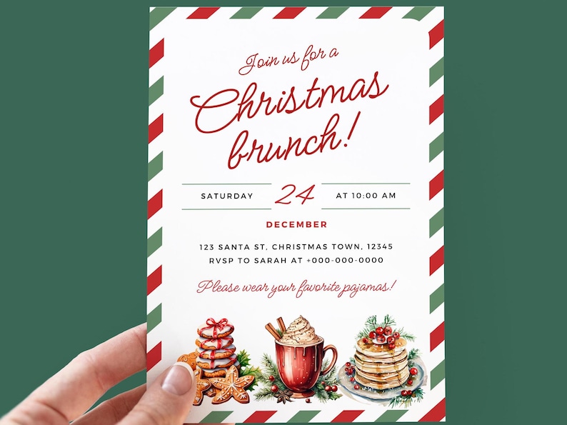 Christmas Brunch Invitation, Christmas Breakfast Invite,pancake Holiday ...
