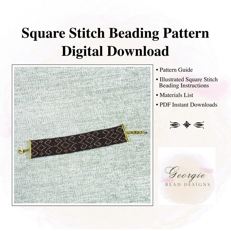 Square Stitch Beaded Cuff Bracelet Digital Download Pattern - Etsy