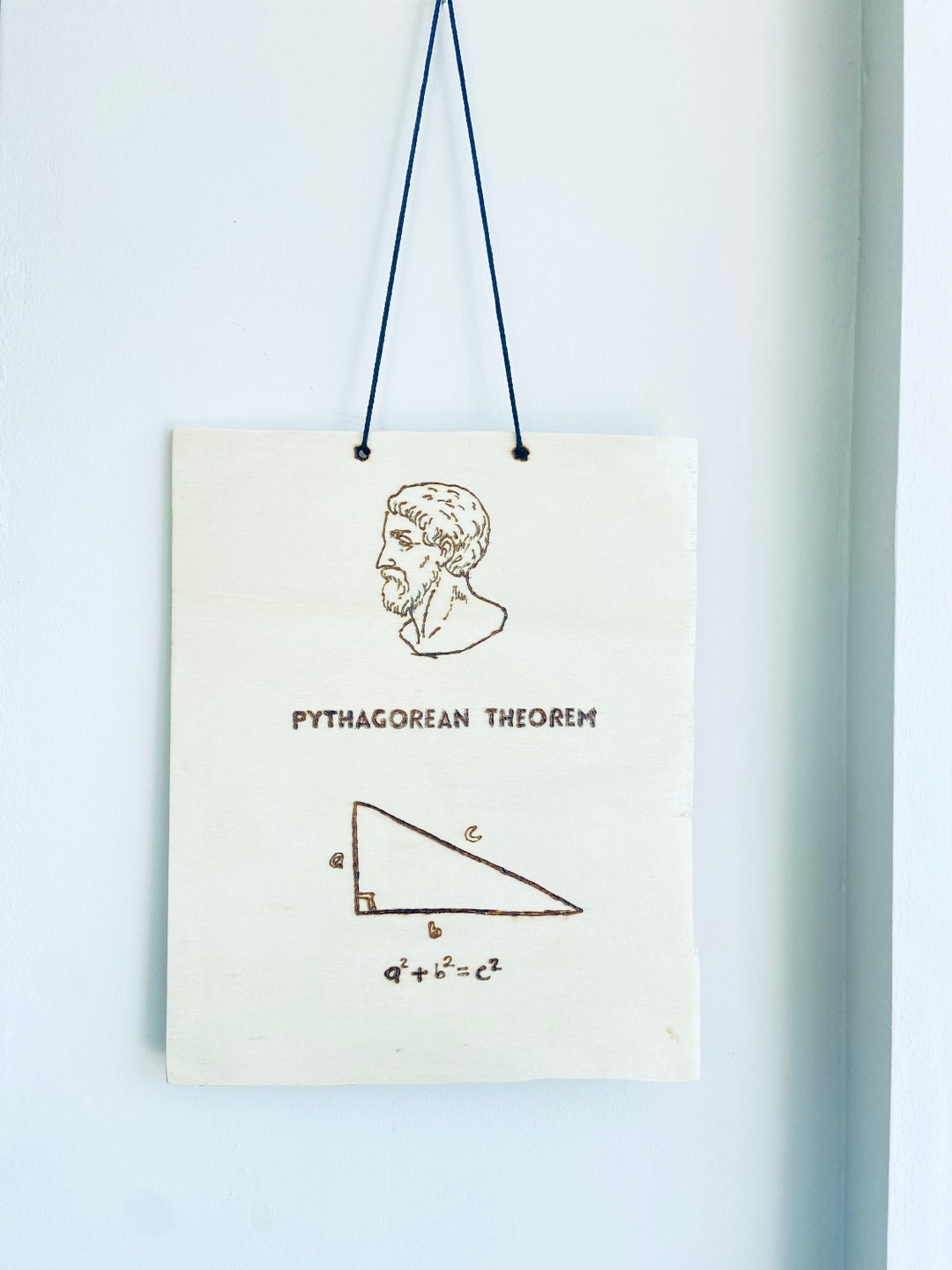 Pythagorean Theorem Wooden Wall Painting Was Prepared With Pyrogrqphy ...