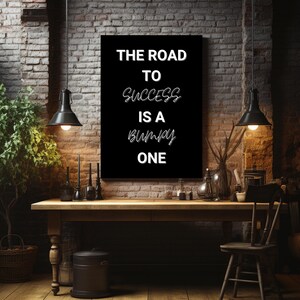 Road to Success is Bumpy, Matte Canvas, Black and White, Motivational ...