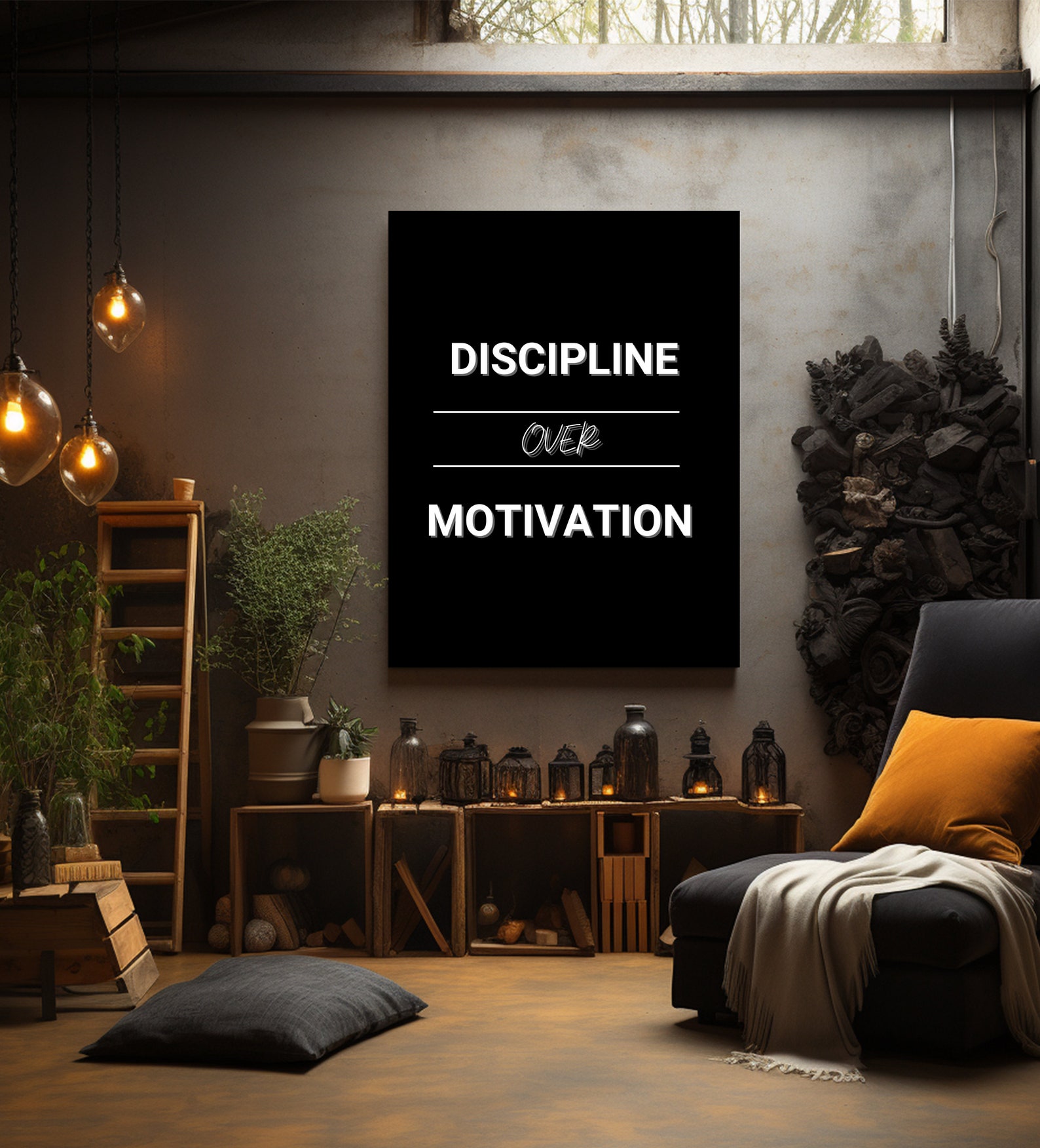 Discipline Over Motivation, Matte Canvas, Black and White, Motivational ...