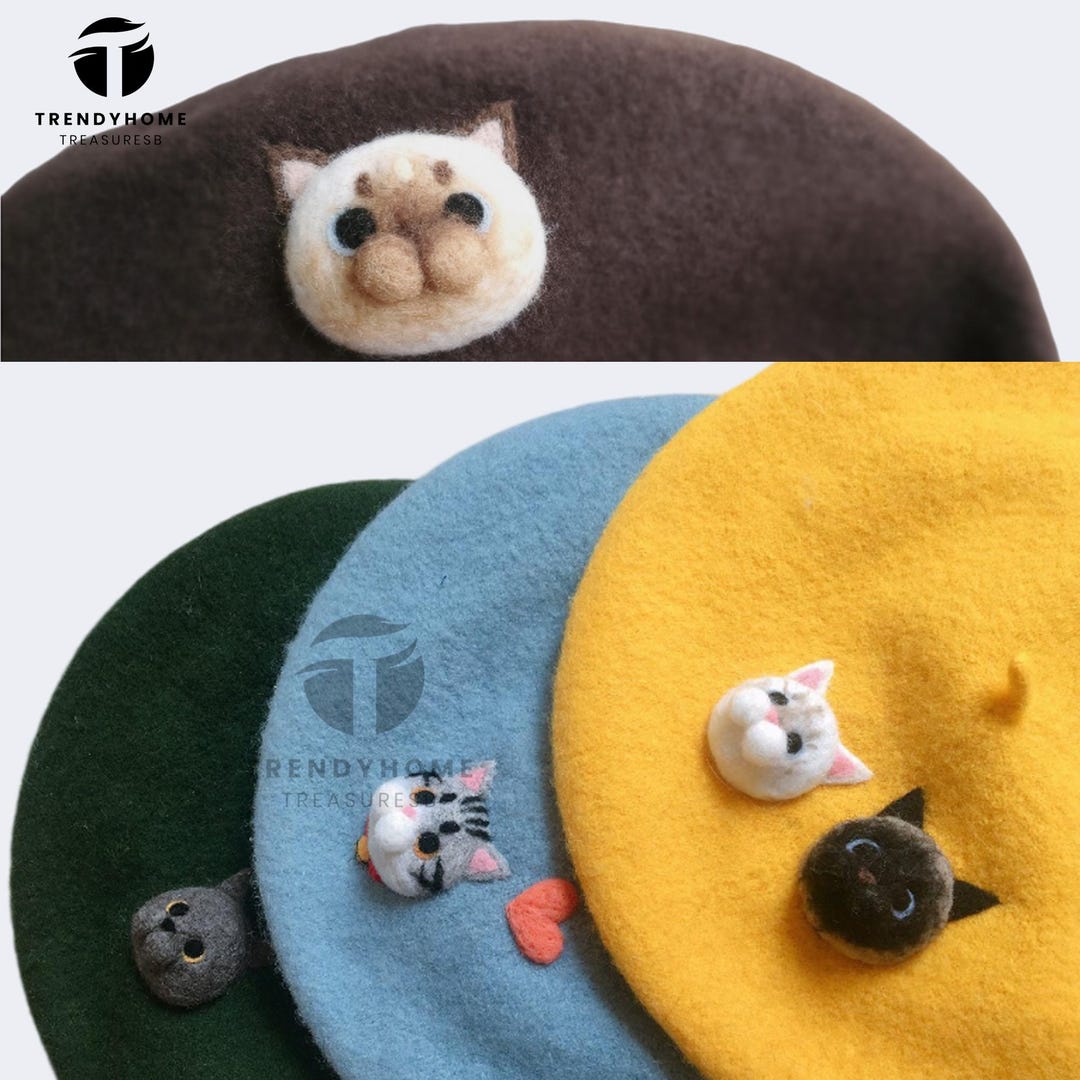 Personalized Dog Portrait Hat,personalized Handmade Wool Felt Beret ...