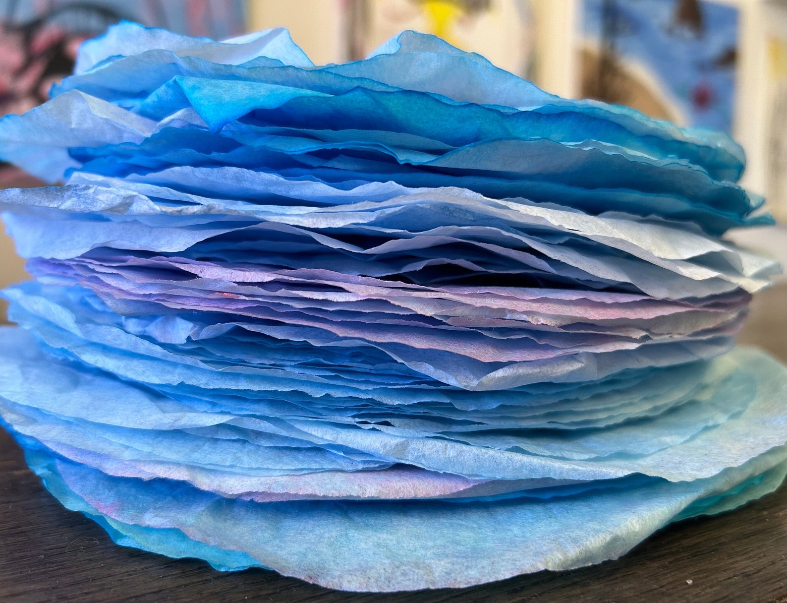 Forty (40) Hand-dyed Coffee Filters| Flowers|wedding|crafts|scrapbook ...