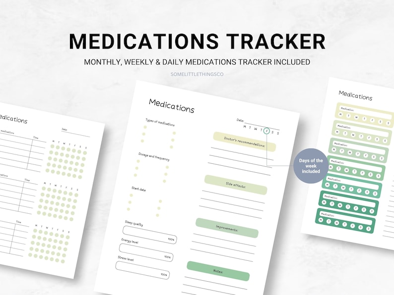 Medications Tracker Template, Printable & Fillable PDF, Symptoms ...