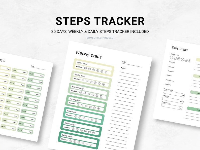 Steps Tracker Printable & Fillable PDF, Activity Tracker, Workout ...