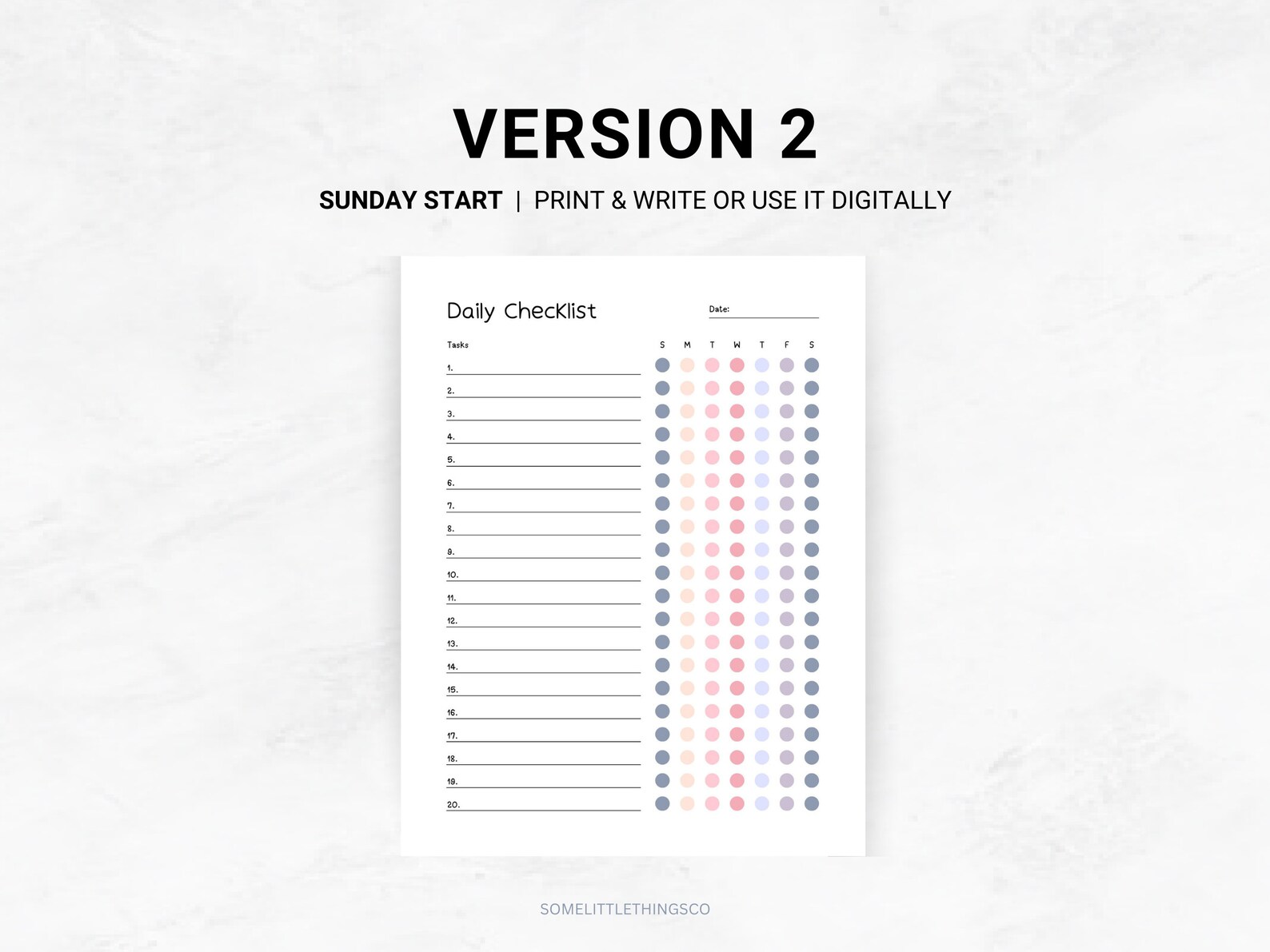 Daily Checklist Printable & Fillable Template, Weekly to Do List ...