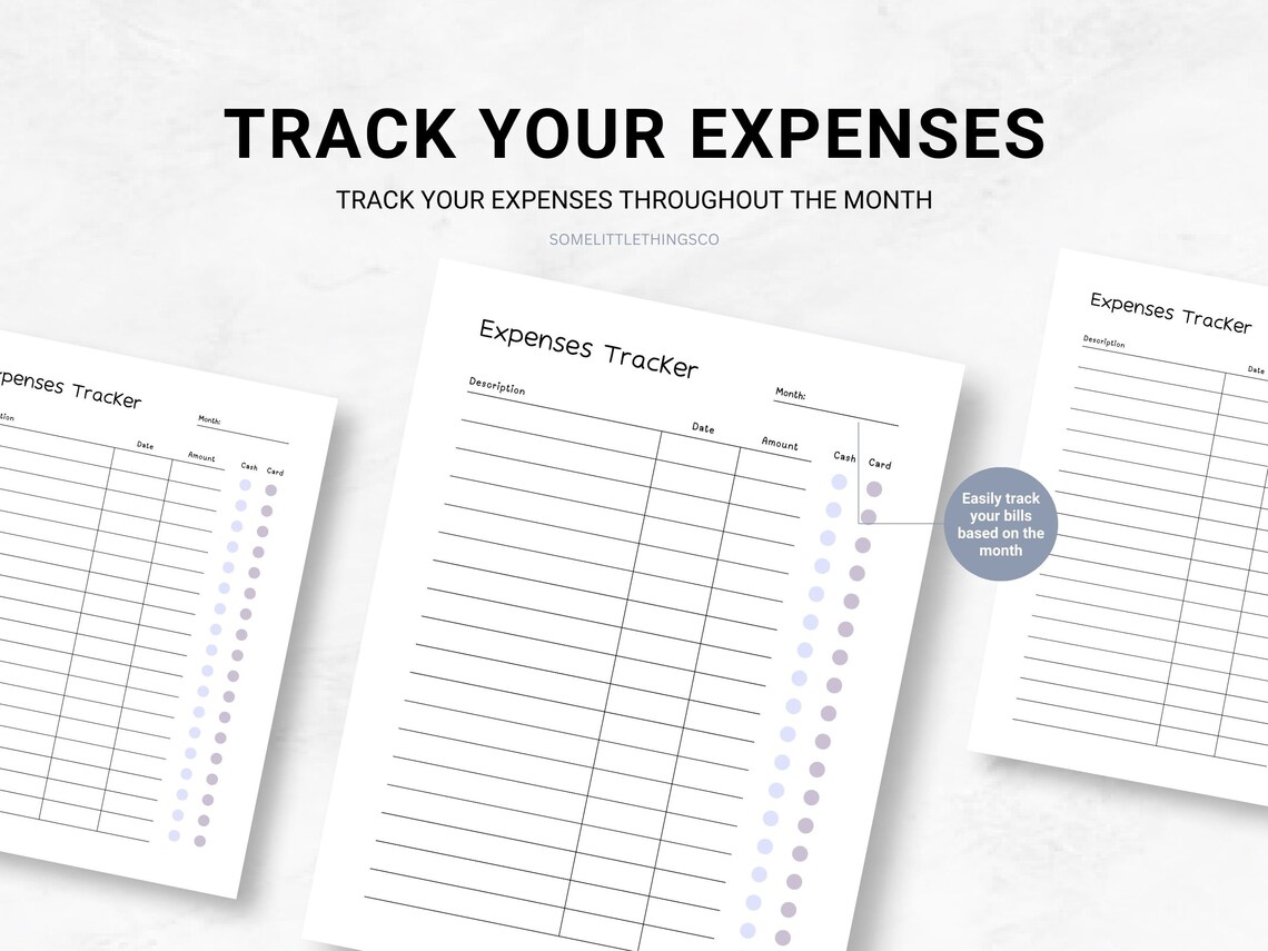 Monthly Expenses Tracker Template, Printable & Fillable PDF, Bill ...