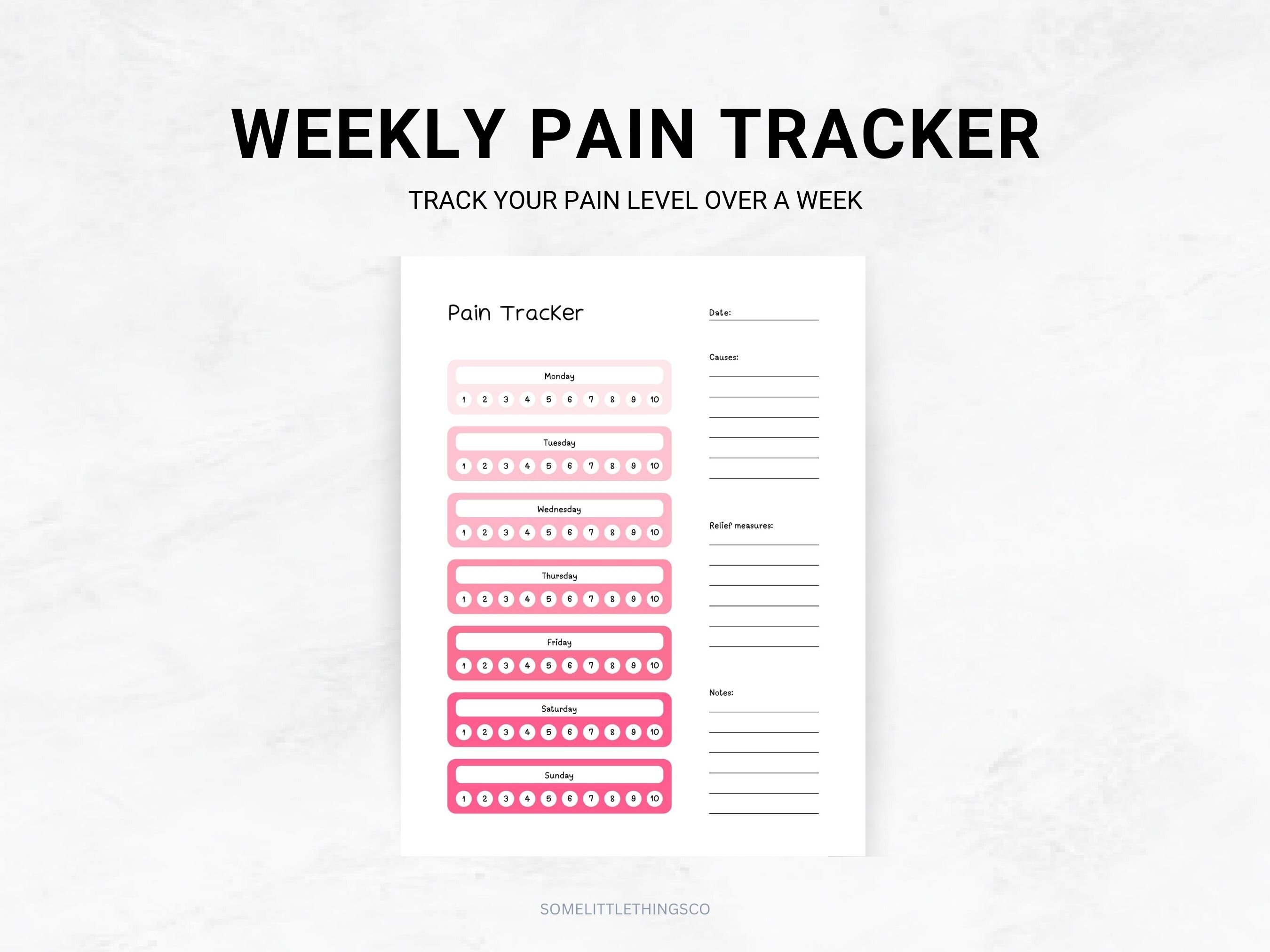 Pain Tracker Printable & Fillable PDF, Medical Tracker, Self Care ...