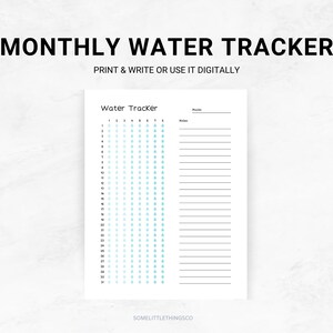 Water Tracker Printable & Fillable PDF Template, Mood Tracker, Fitness ...