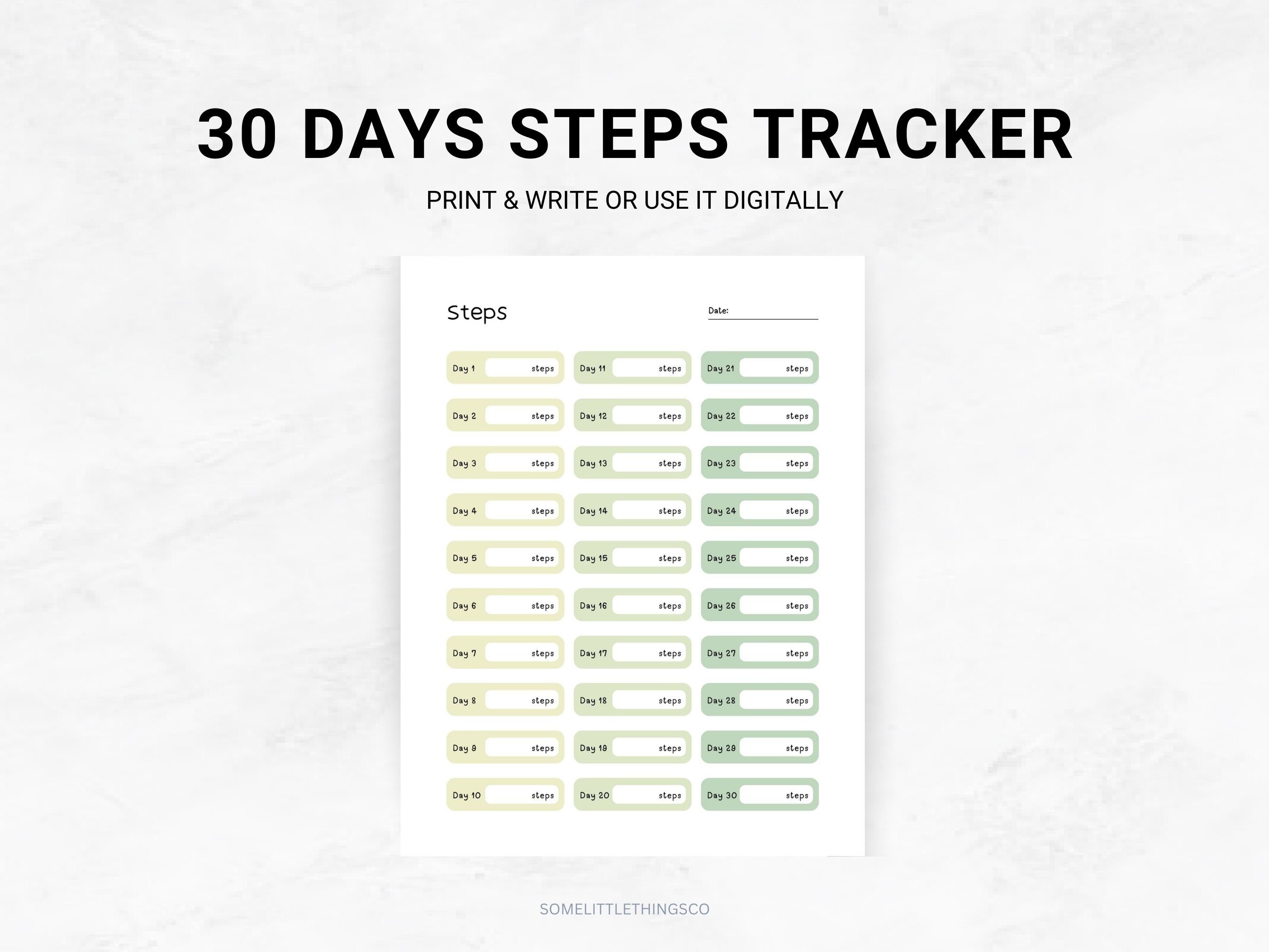 Steps Tracker Printable & Fillable PDF, Activity Tracker, Workout ...
