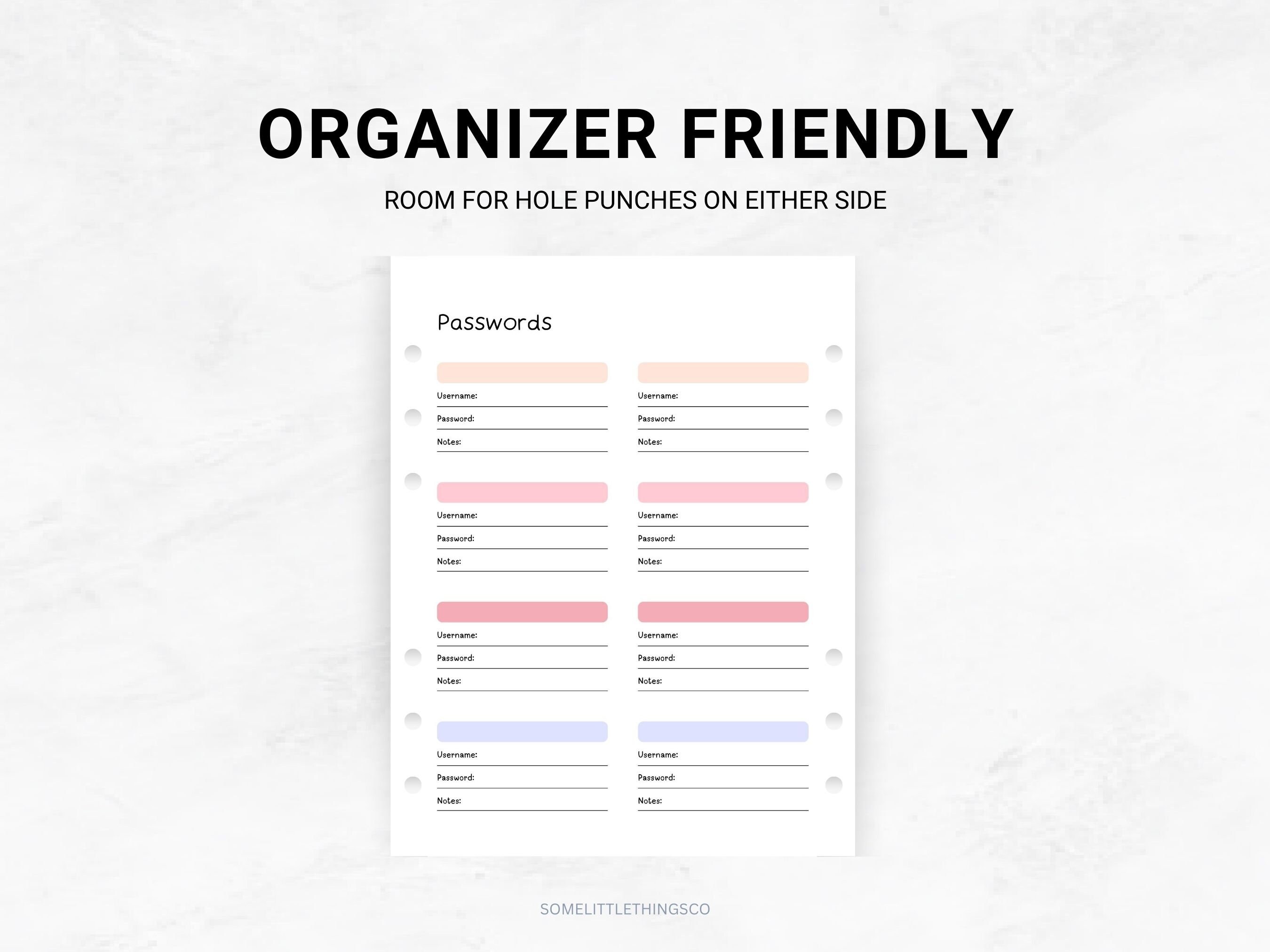 Password Tracker Printable And Fillable Pdf Password Log Password Keeper Password Organizer A4