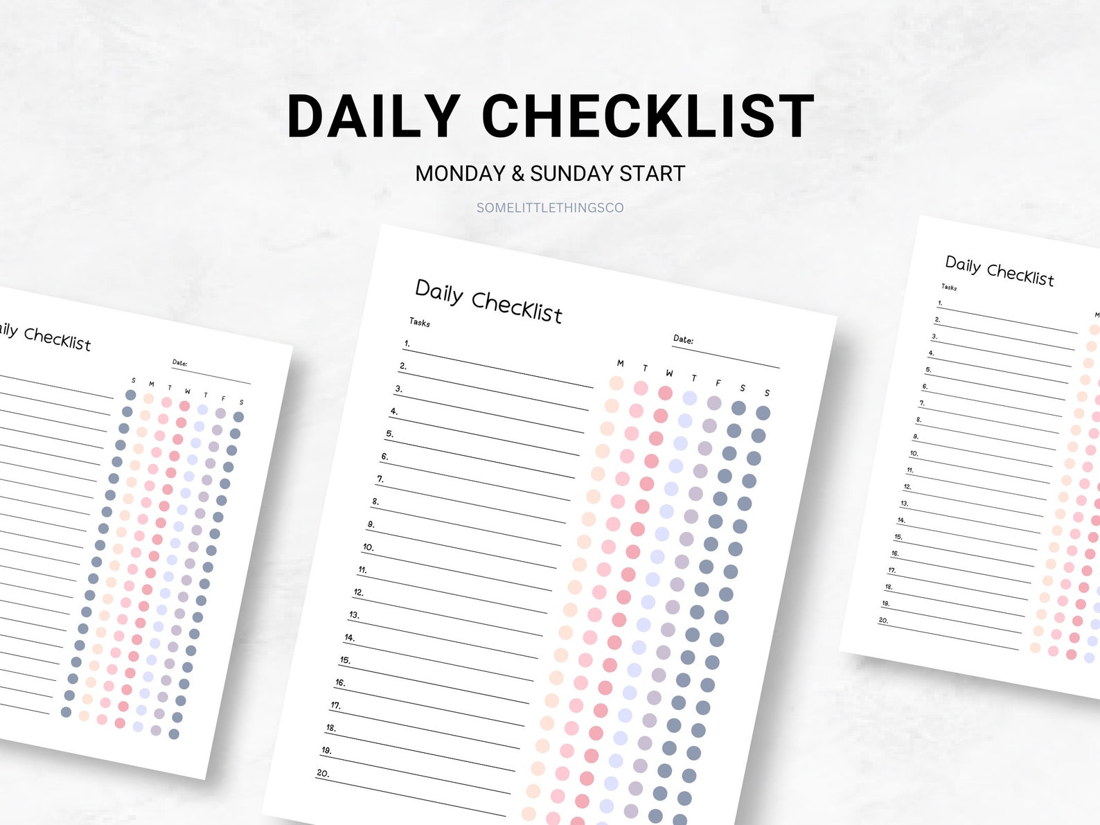 Daily Checklist Printable &amp; Fillable Template, Weekly to Do List ...