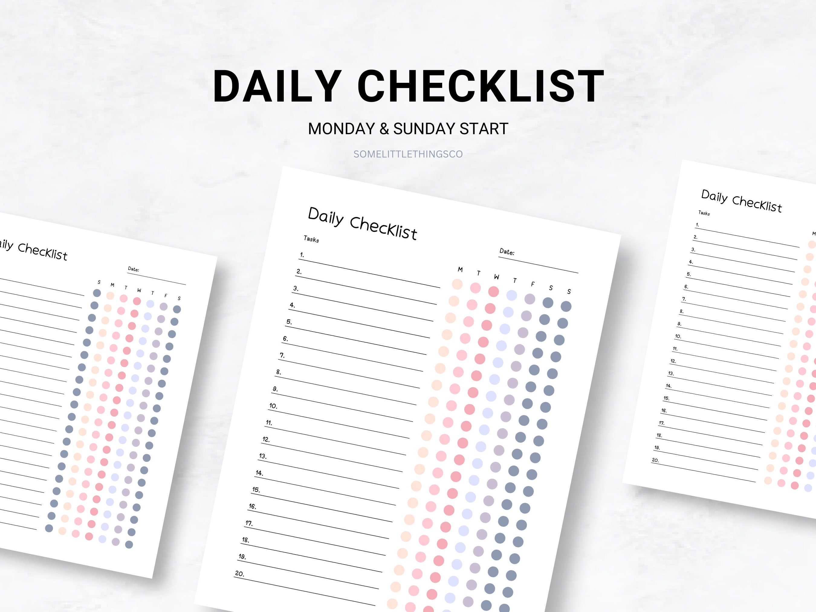 Daily Checklist Printable & Fillable Template, Weekly to Do List ...