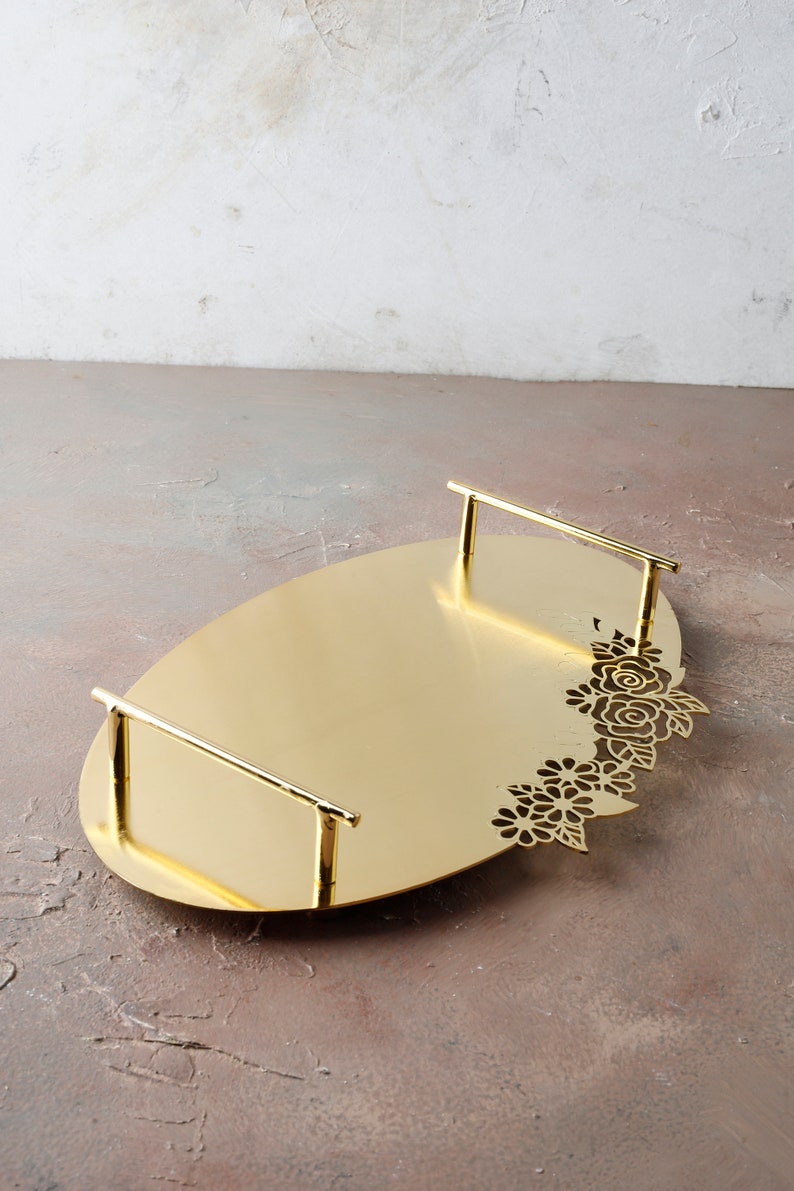 Metal Serving Tray With Handles Decorative Ottoman Style Tray for ...
