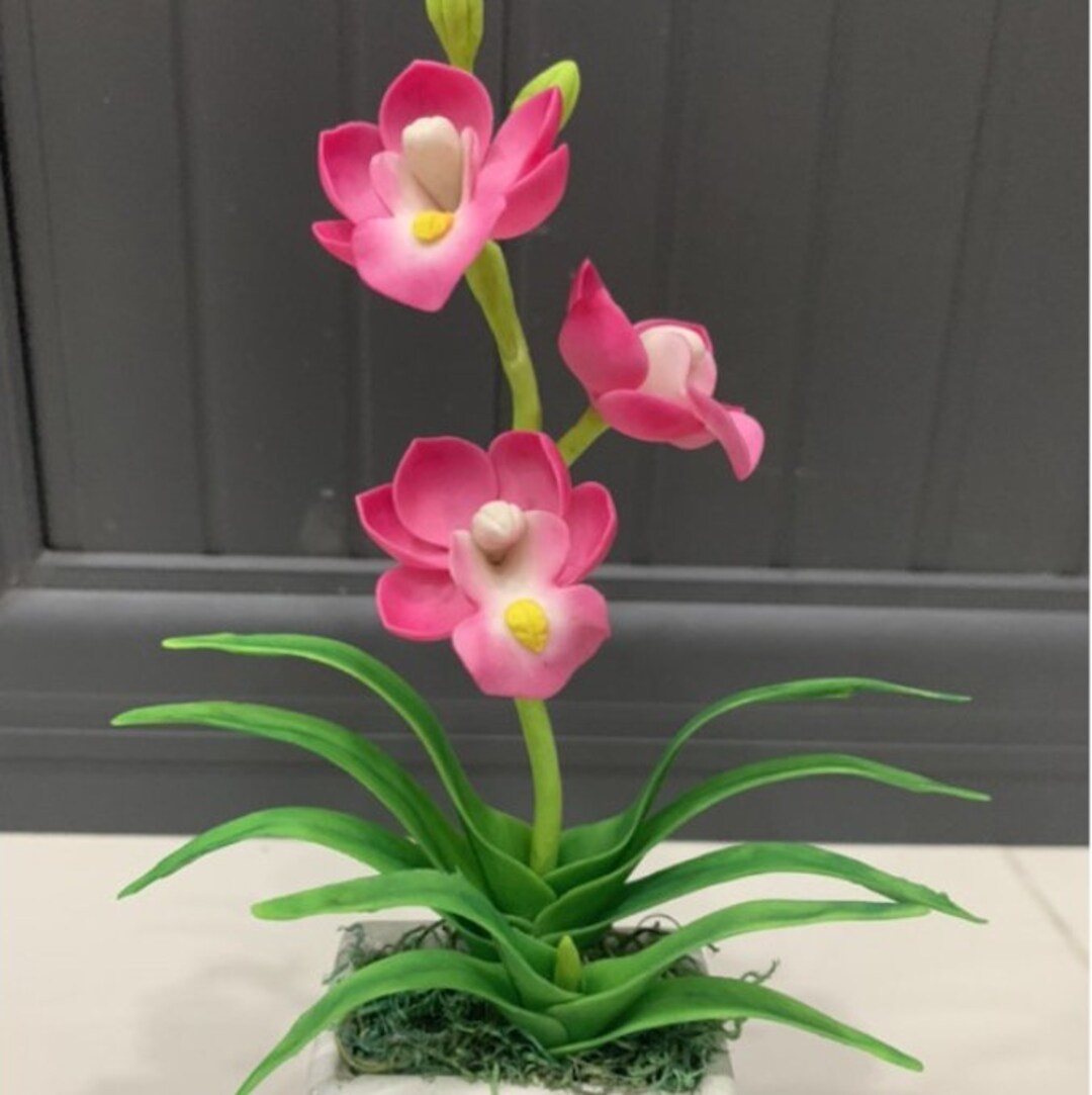 Clay Mini Violet Orchids Flower, Clay Lotus Flower Handmade,mini Clay ...