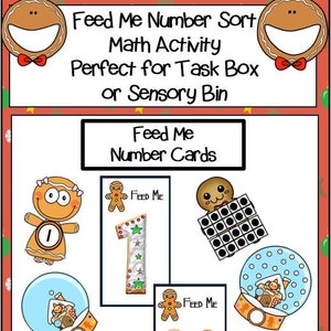 Feed Me Numbers Gingerbread Sensory Bin Math Activity Learning Center ...