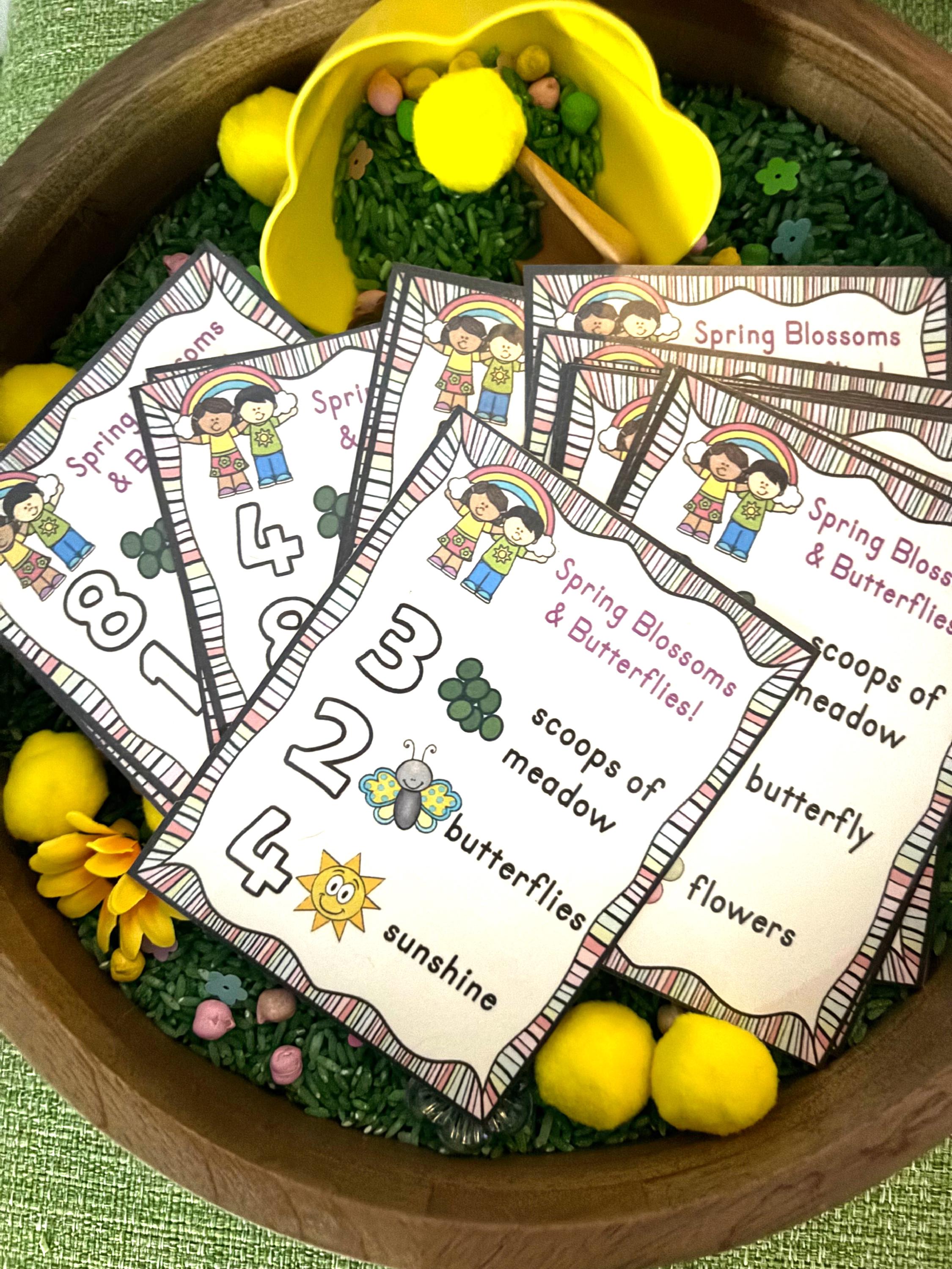SPRING SENSORY Bin CARDS | Blossoms & Butterflies | Sensory Bin ...