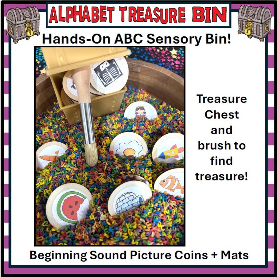 Alphabet Sensory Bin | Picture ABC Treasure Mat | Initial Sounds ...