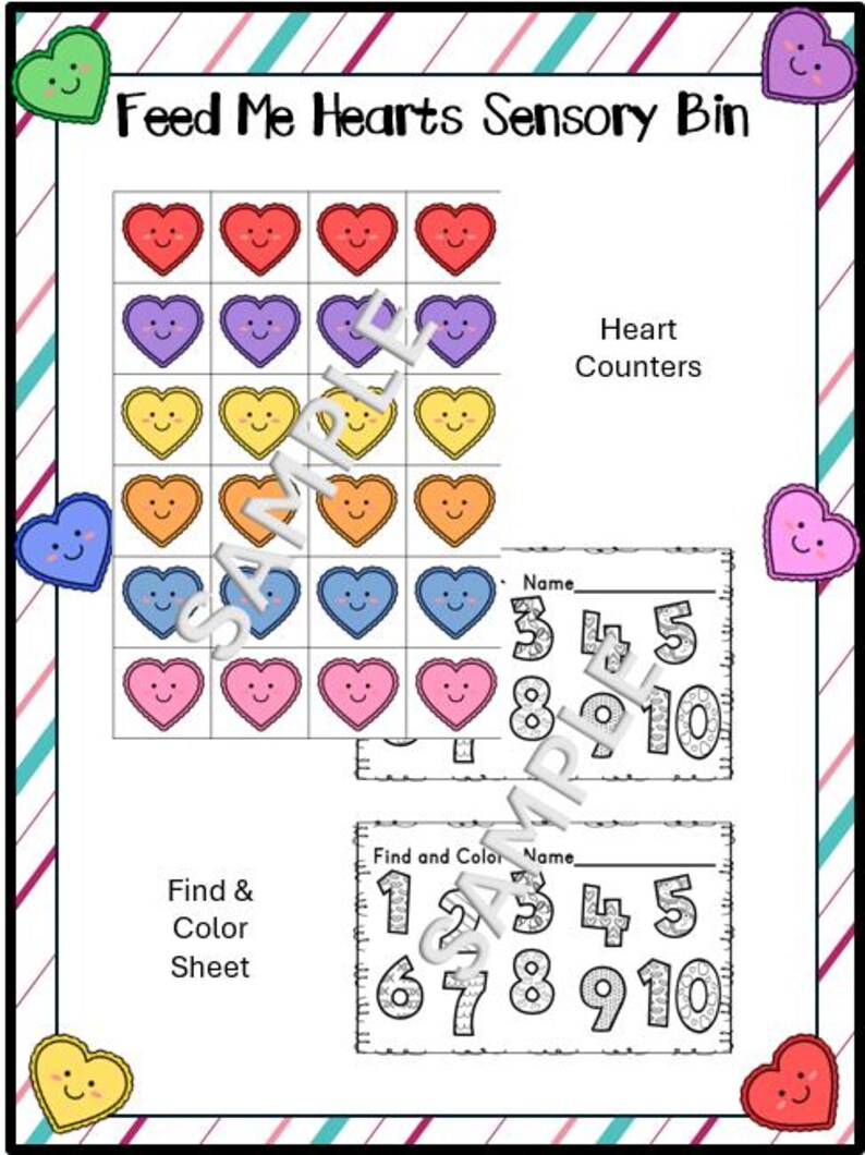 Valentine Hearts Sensory Bin, Task Box, Digital Download, Counting ...
