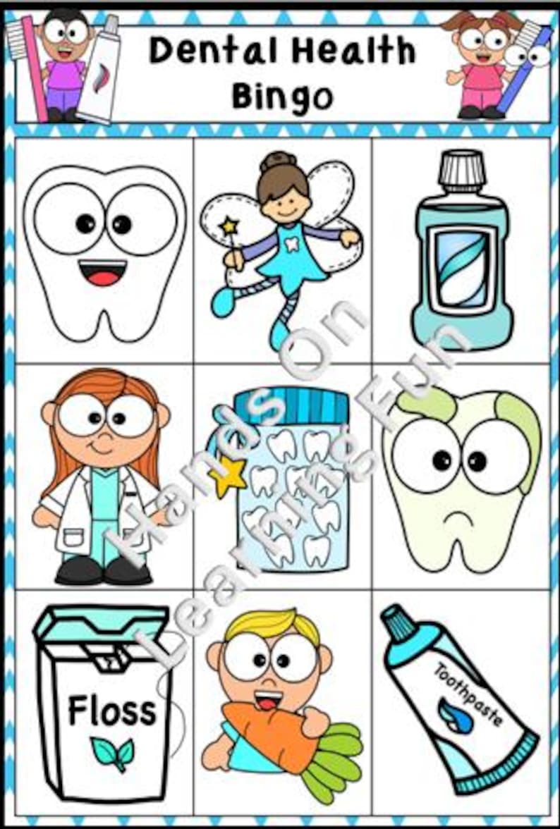 Dental Health BINGO Preschool L Teeth BINGO Activity | Dentist BINGO ...