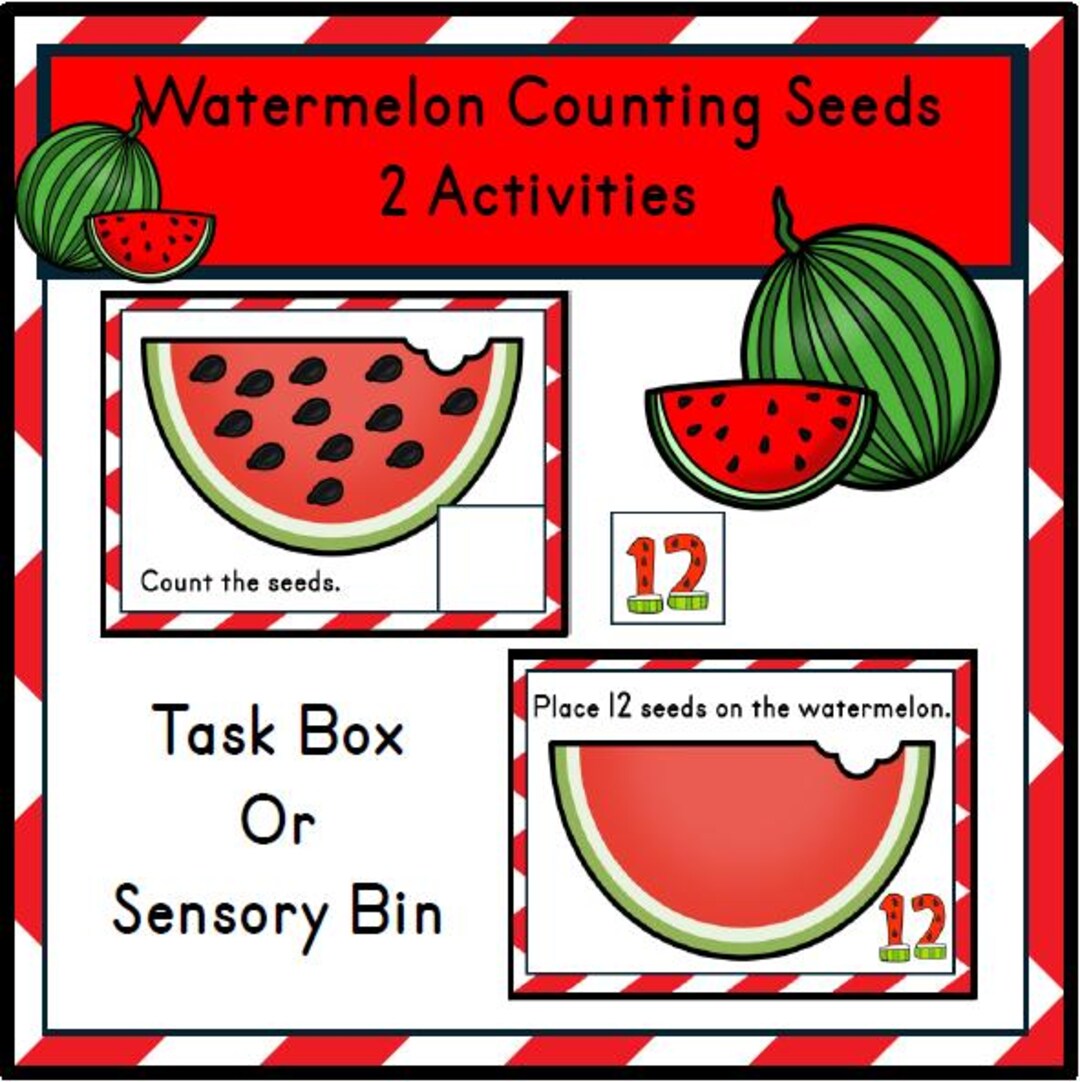 Watermelon Seed Counting | Task Box | Sensory Bin | Fine Motor | Number ...