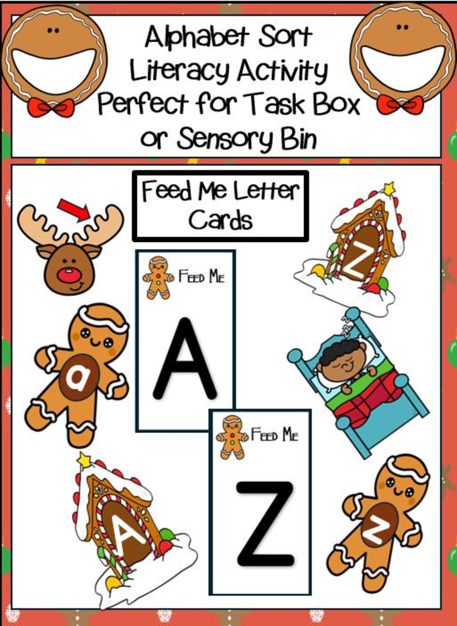 Feed Me Letters Gingerbread Sensory Bin Alphabet Recognition Activity ...