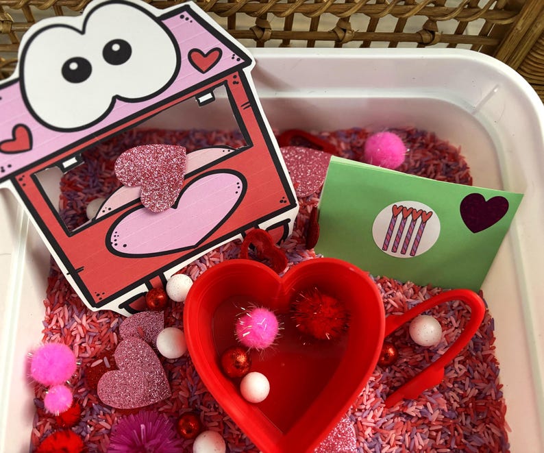 Valentine Feed Me Mailbox Sensory Bin, Math Counting, Community Helper ...