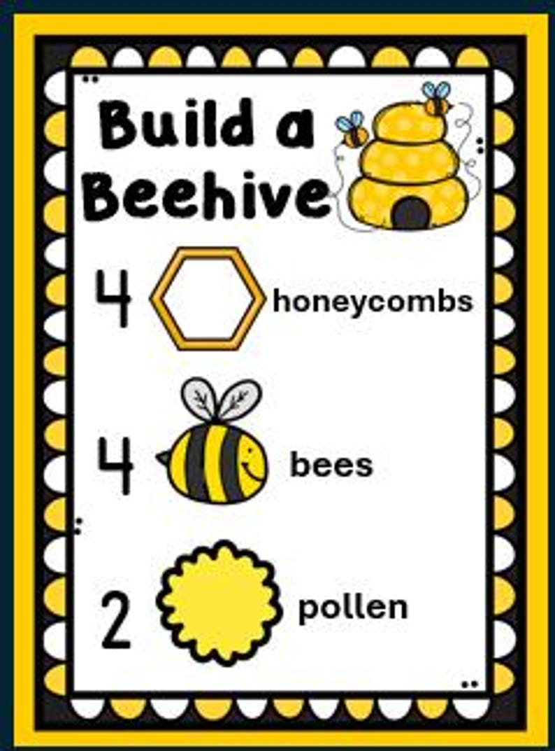 Build a Beehive Counting Cards | Sensory Bin Activity | Bee Center ...