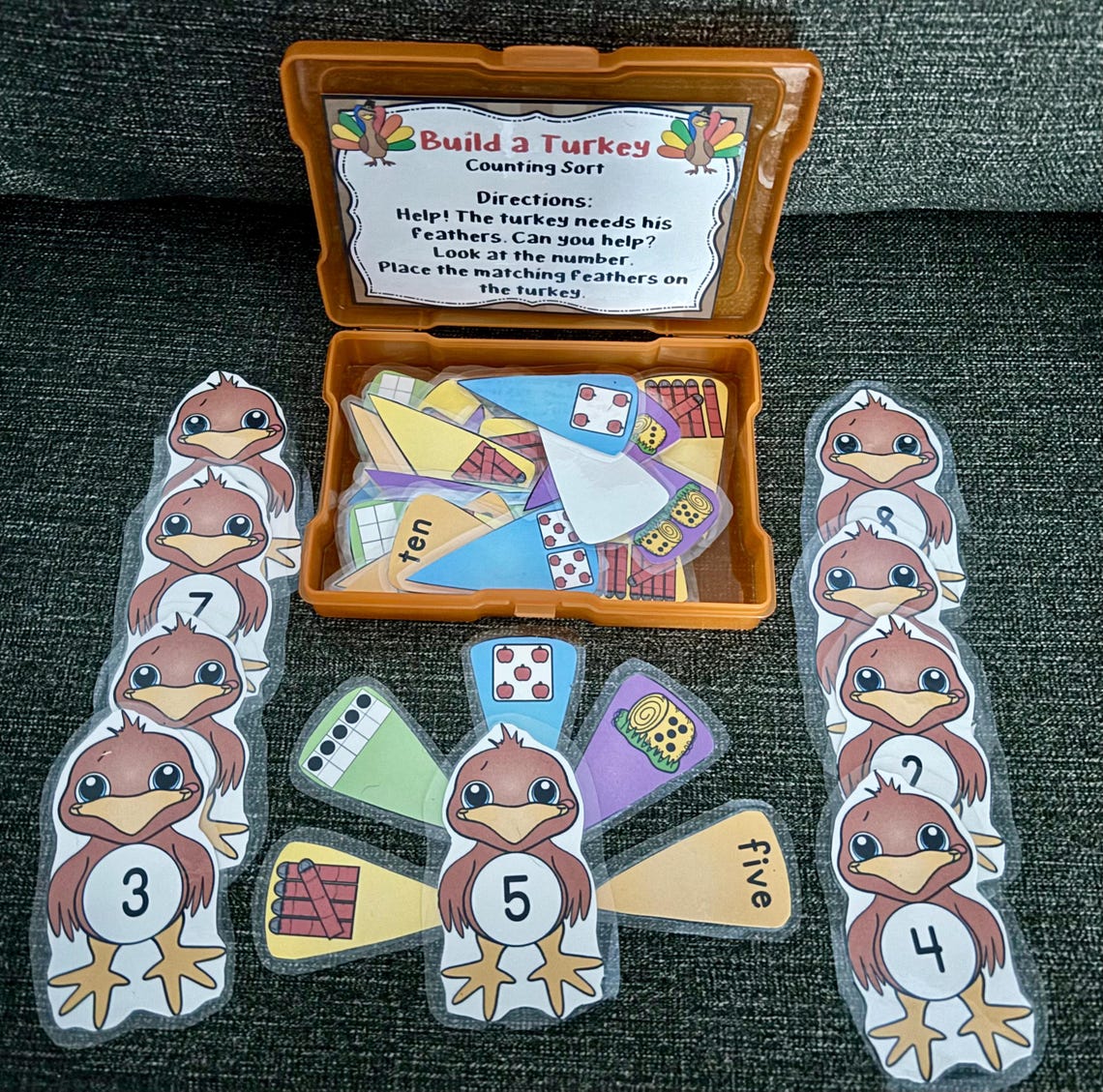 Turkey Feather Number Sort: Fall Math Task Box (PDF Pattern) - Etsy