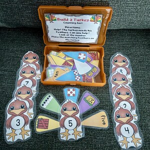 Build a Turkey Fall Task Box Counting Number Math Center Activity ...