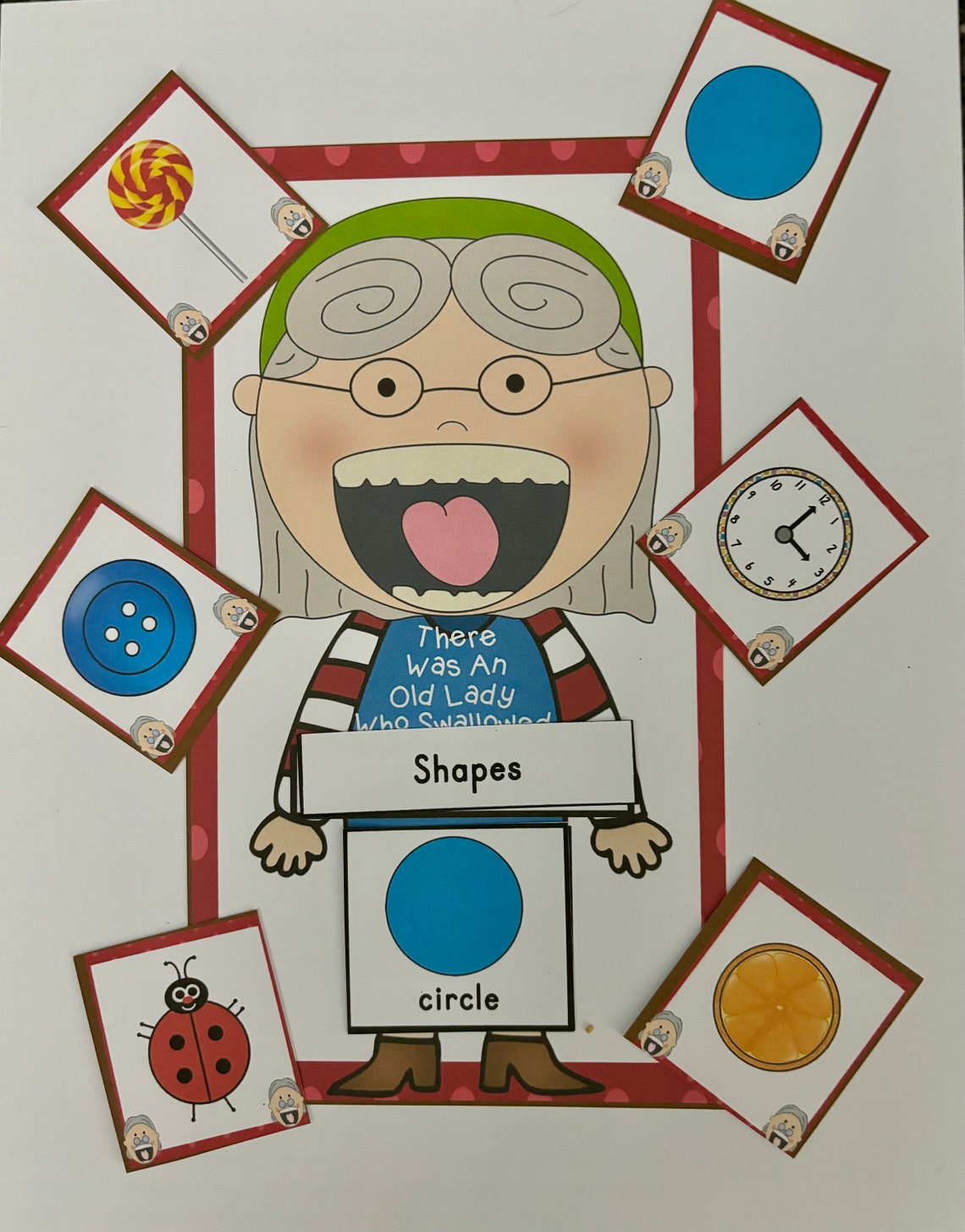 There Was an Old Lady Who Swallowed Shapes Recognition Sorting Fun - Etsy