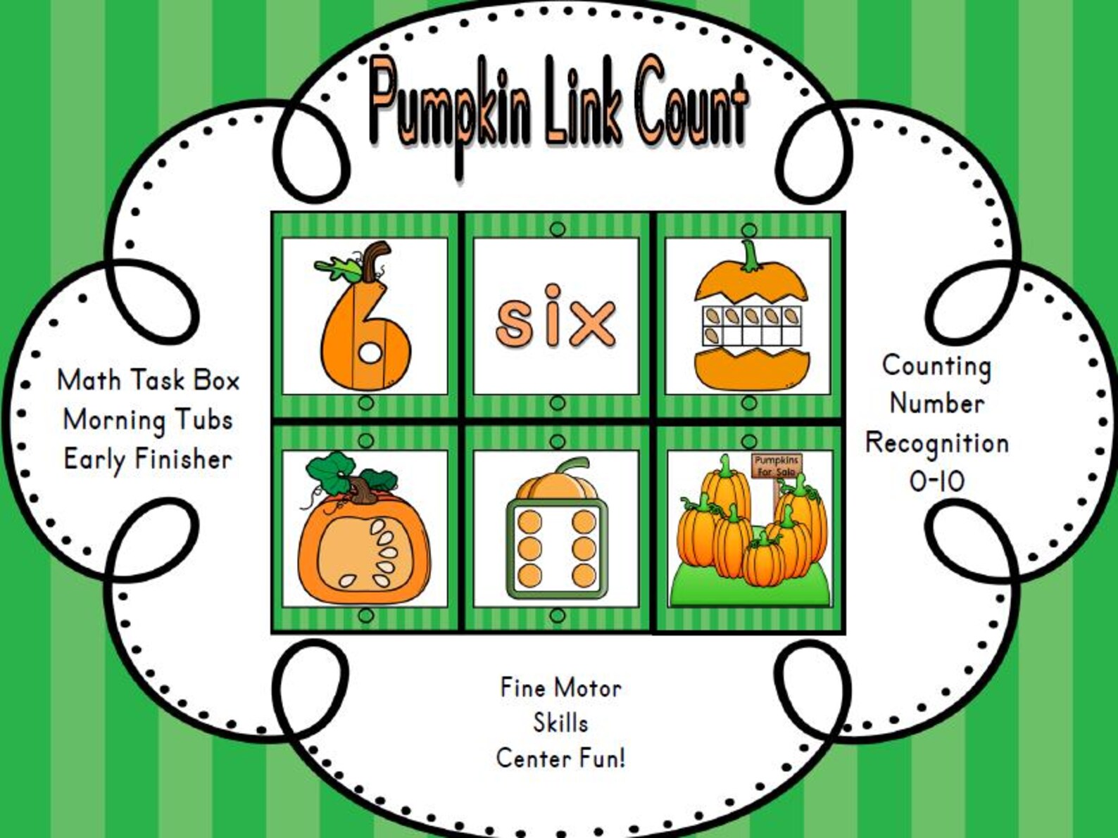 Pumpkin Link Counting Fall Task Box Number Math Center Activity ...