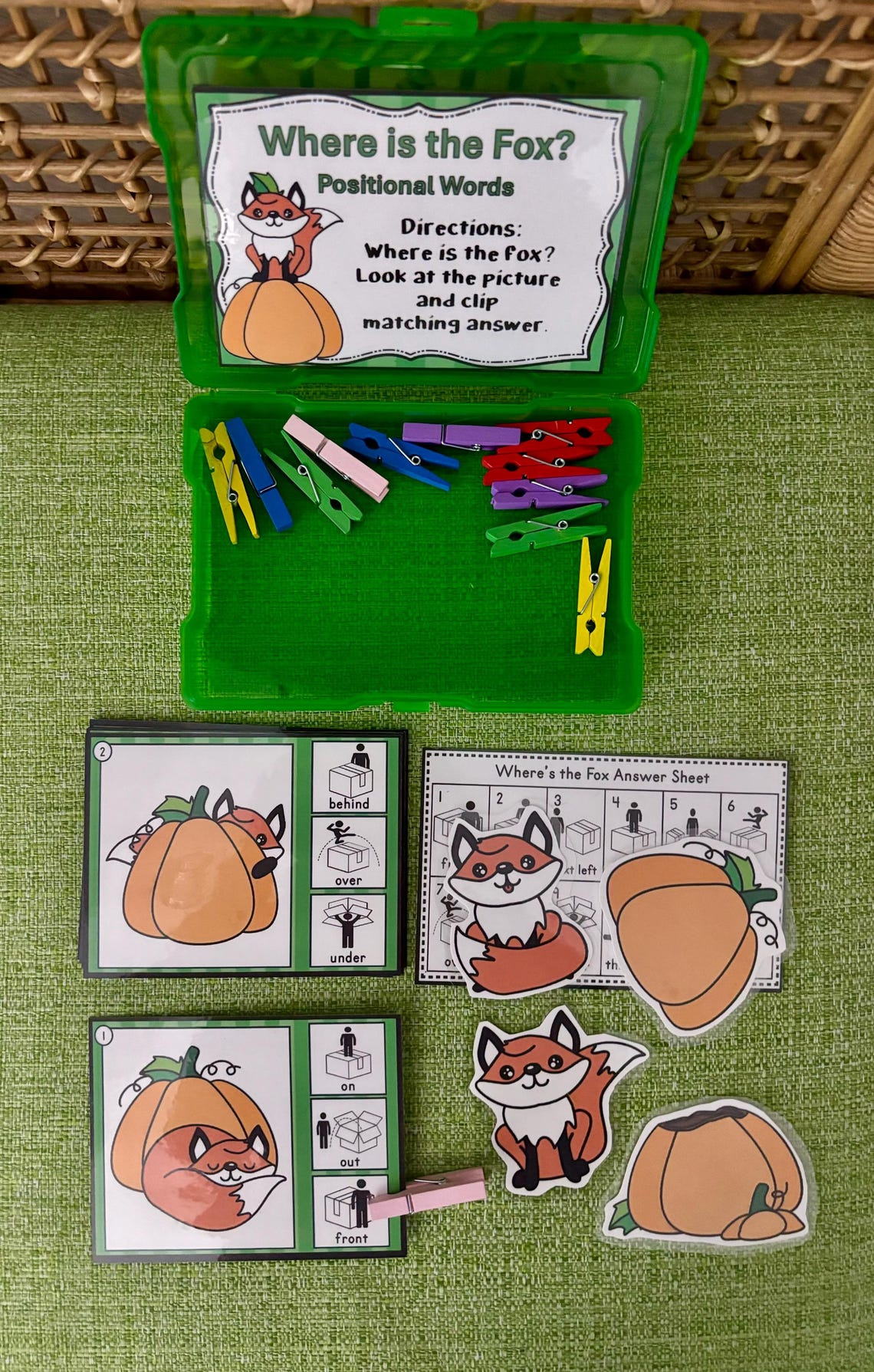 Where's the Fox? Learning Preposition Positional Word Fall Task Box ...