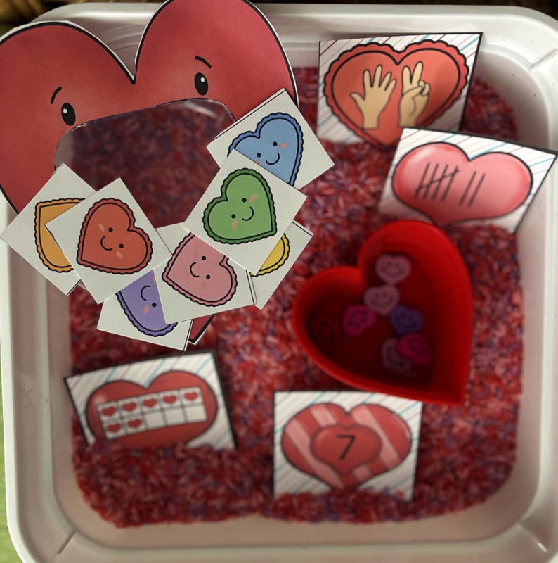 Valentine Hearts Sensory Bin, Task Box, Digital Download, Counting ...