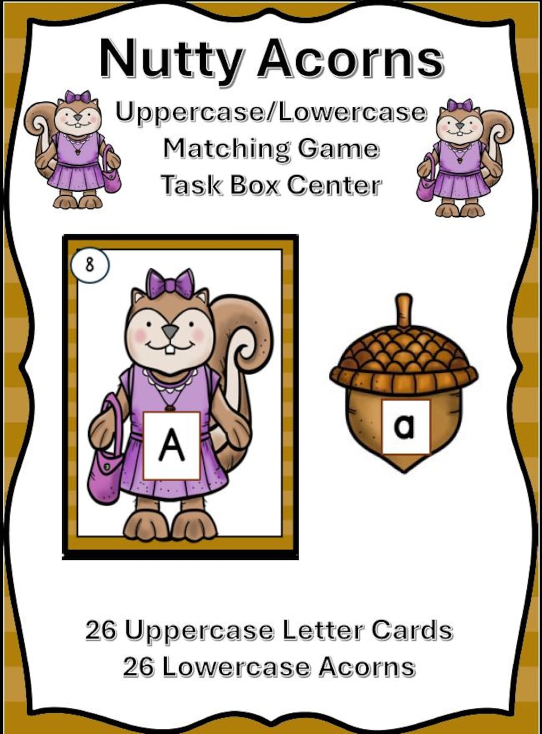 Kids Fall Activity Nutty Acorn Letter Recognition Task Box Activity ...
