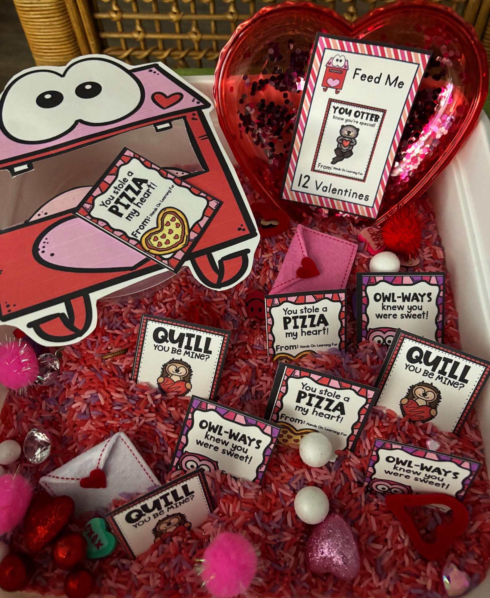 Valentine Feed Me Mailbox, Counting, Shapes, Math Center Activities ...