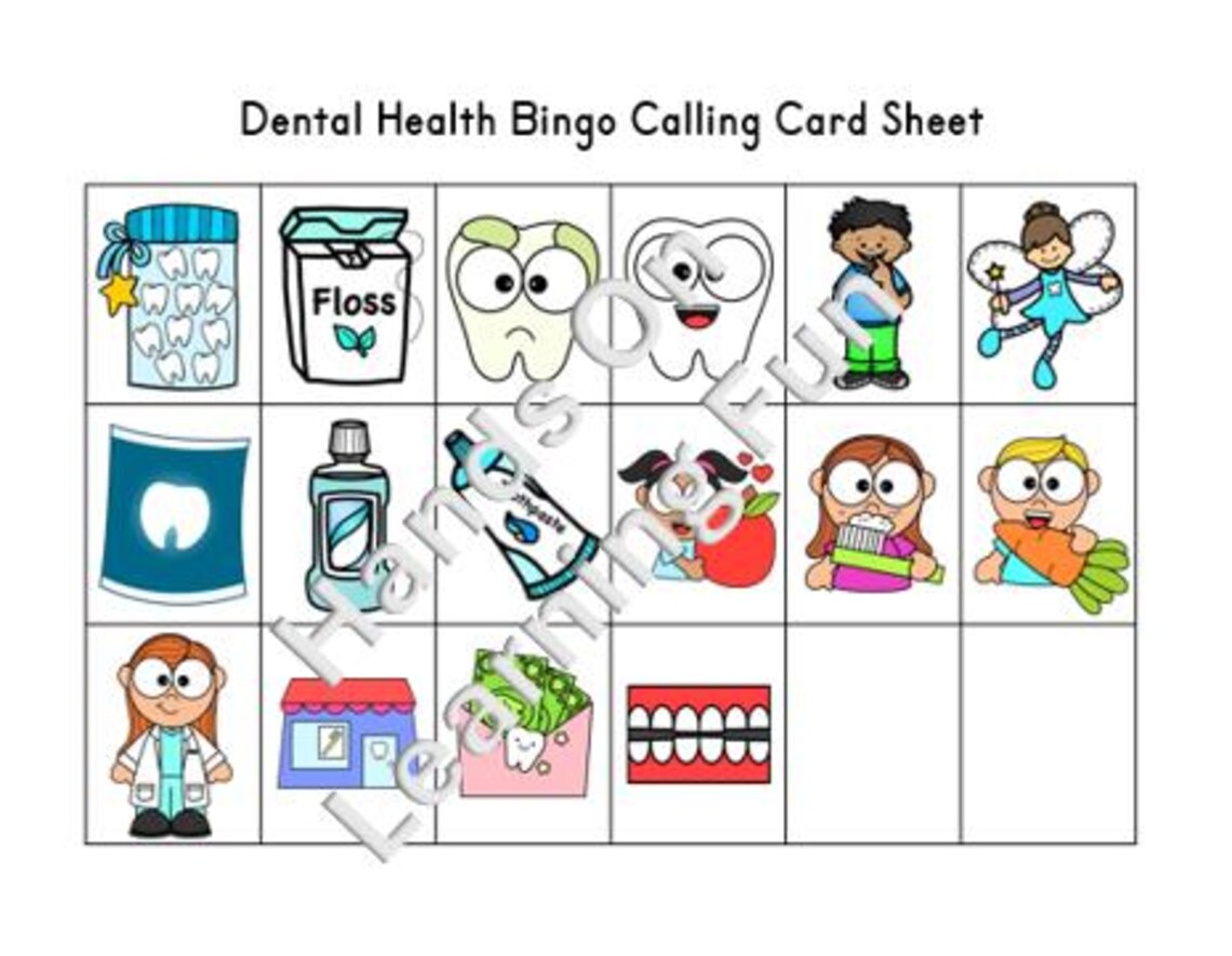 Dental Health BINGO Preschool L Teeth BINGO Activity | Dentist BINGO ...