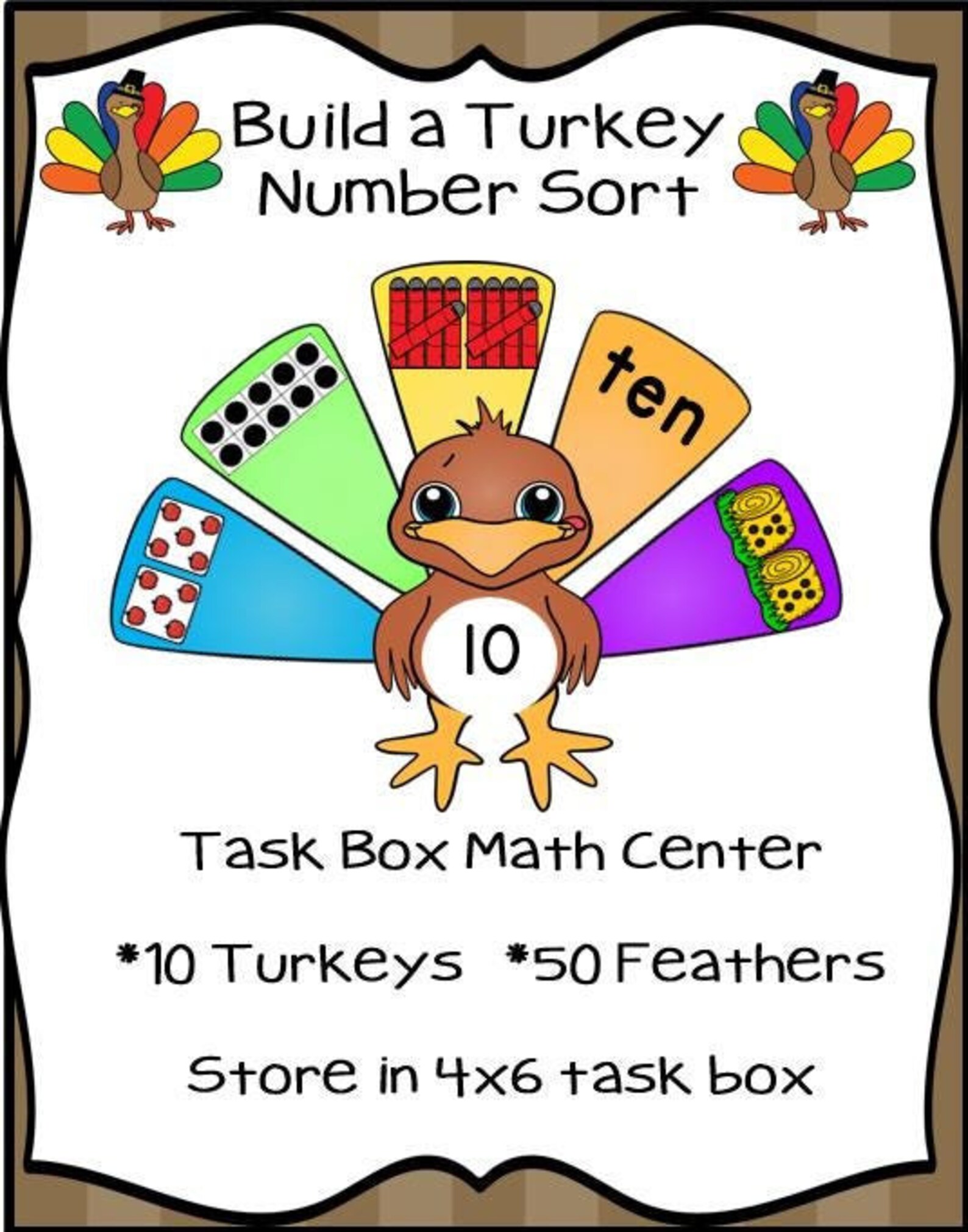 Turkey Feather Number Sort: Fall Math Task Box (PDF Pattern) - Etsy