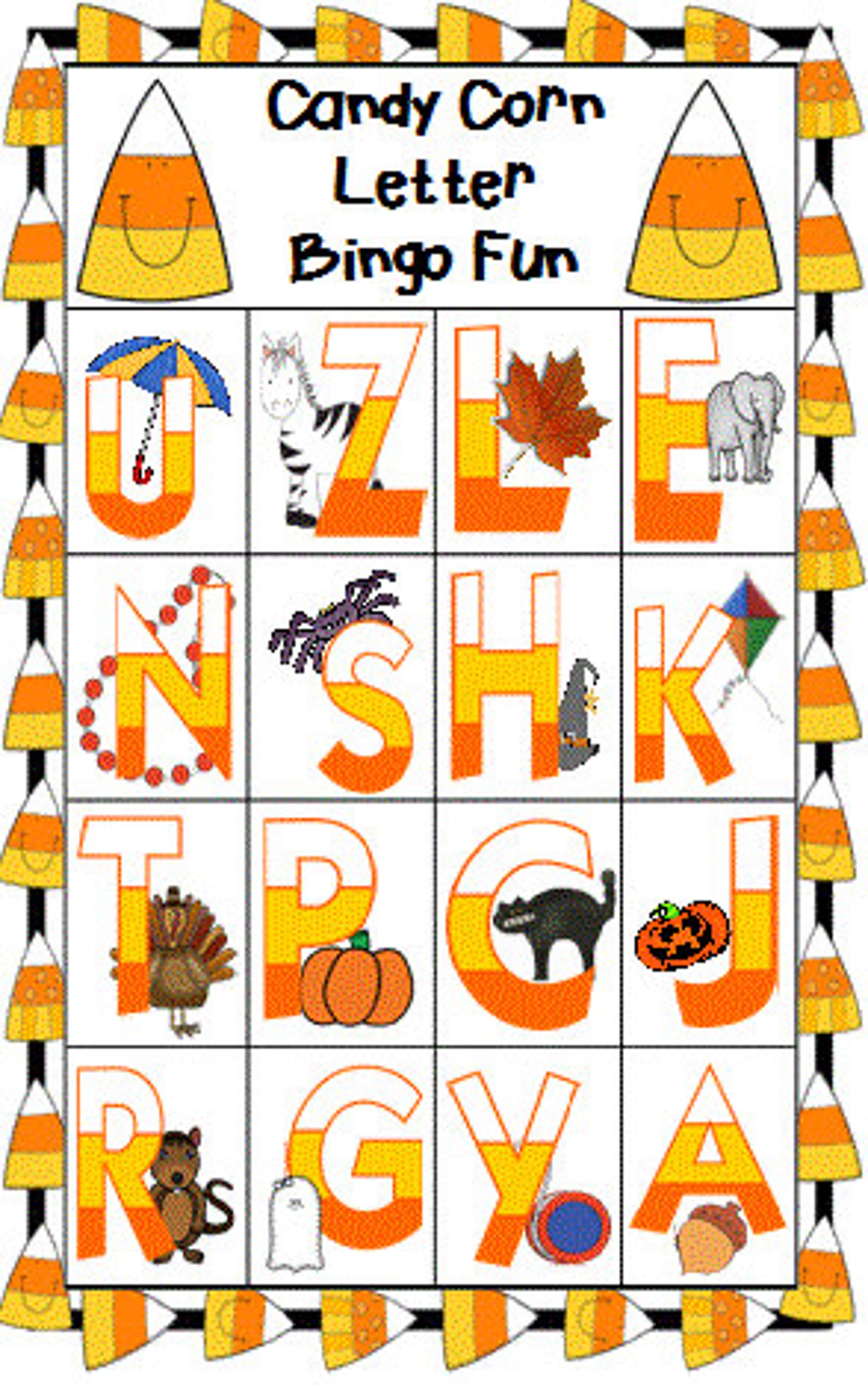Candy Corn Letter Bingo Game, Halloween Classroom Party (digital ...
