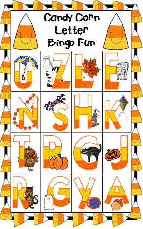 CANDY CORN LETTER Recognition Bingo 30 Boards Calling Cards Classroom ...