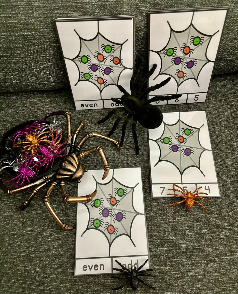 Fall Halloween Spider Count & Clip Cards: Even/odd Numbers (PDF) - Etsy