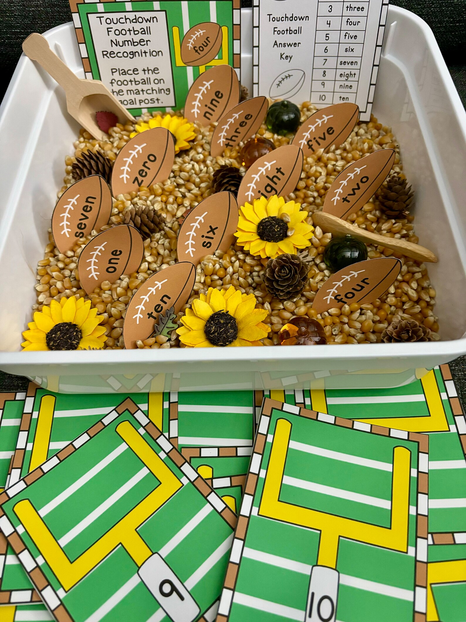 Touchdown Football Task Box Center Letter Number Recognition Sensory ...