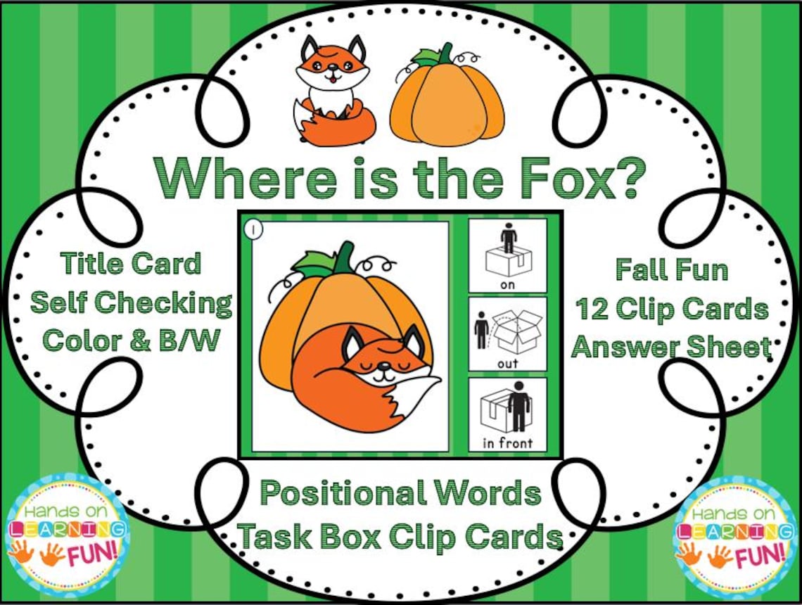 Where's the Fox? Learning Preposition Positional Word Fall Task Box ...