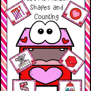 Valentine Feed Me Mailbox, Counting, Shapes, Math Center Activities ...