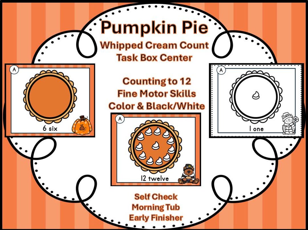 Pumpkin Pie Counting Game | Fine Motor Skills Task Box (PDF) - Etsy