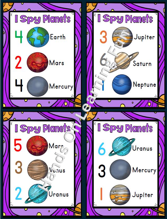 I SPY PLANET CARDS | Orbiting Planets | Kindergarten | Preschool ...