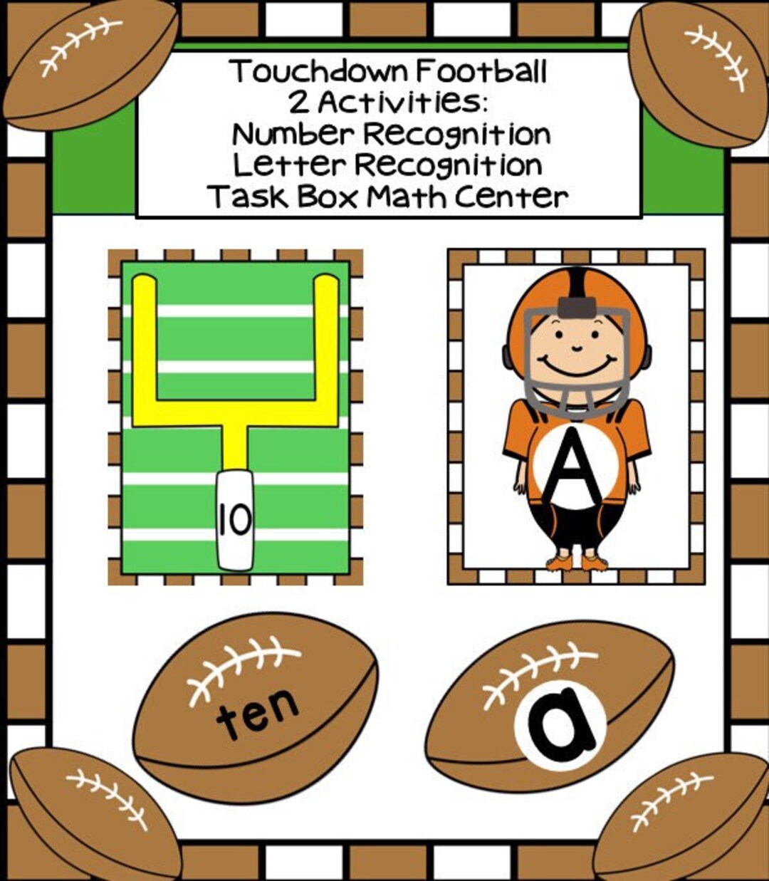 Touchdown Football Task Box Center Letter Number Recognition Sensory ...