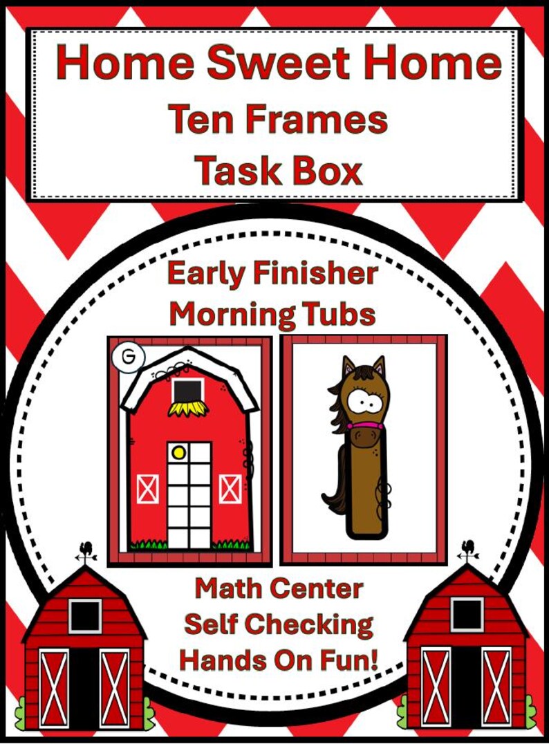 Barn Farm Ten Frame Fall Task Box Counting Number Math Center Activity ...